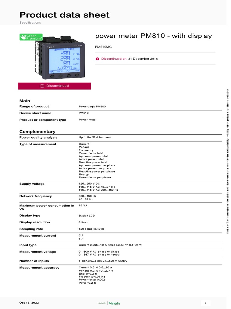 PowerLogic PM800 Series - PM810MG | PDF | Ac Power | Alternating Current