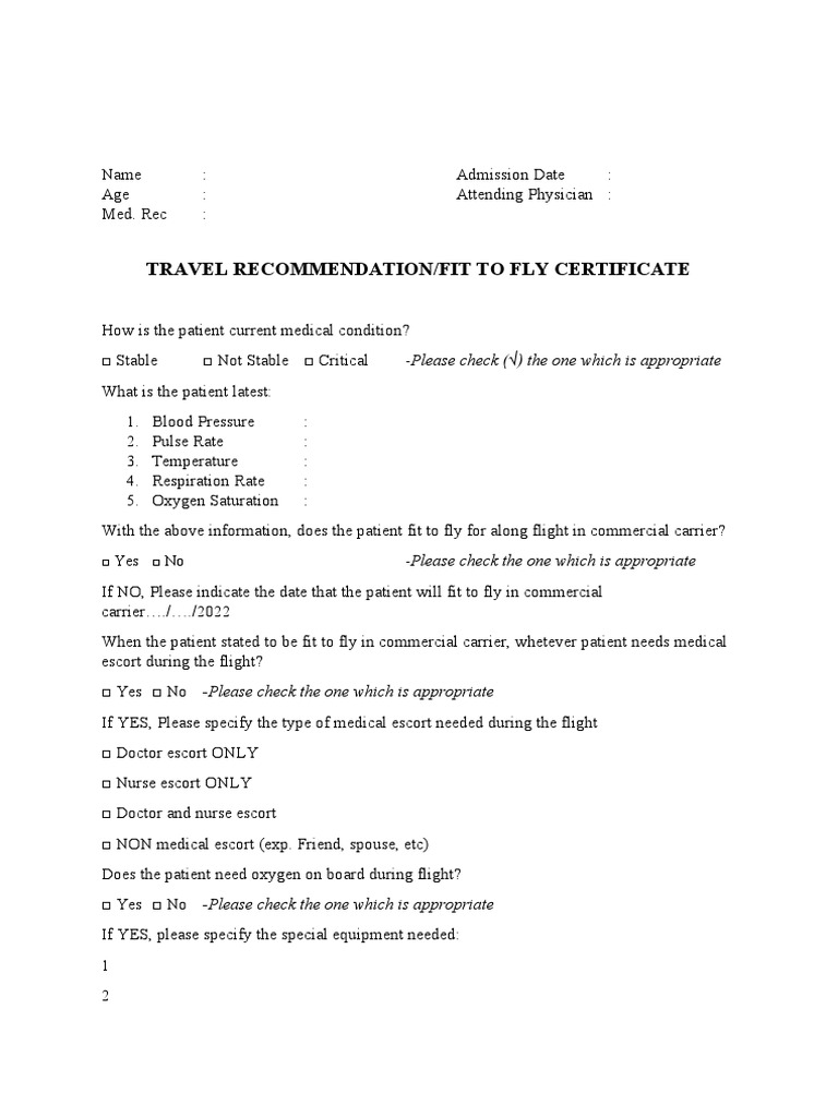 Form Fit To Fly | PDF
