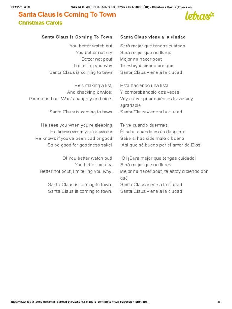 Santa Claus Is Coming To Town (Traducción) - Christmas Carols ...