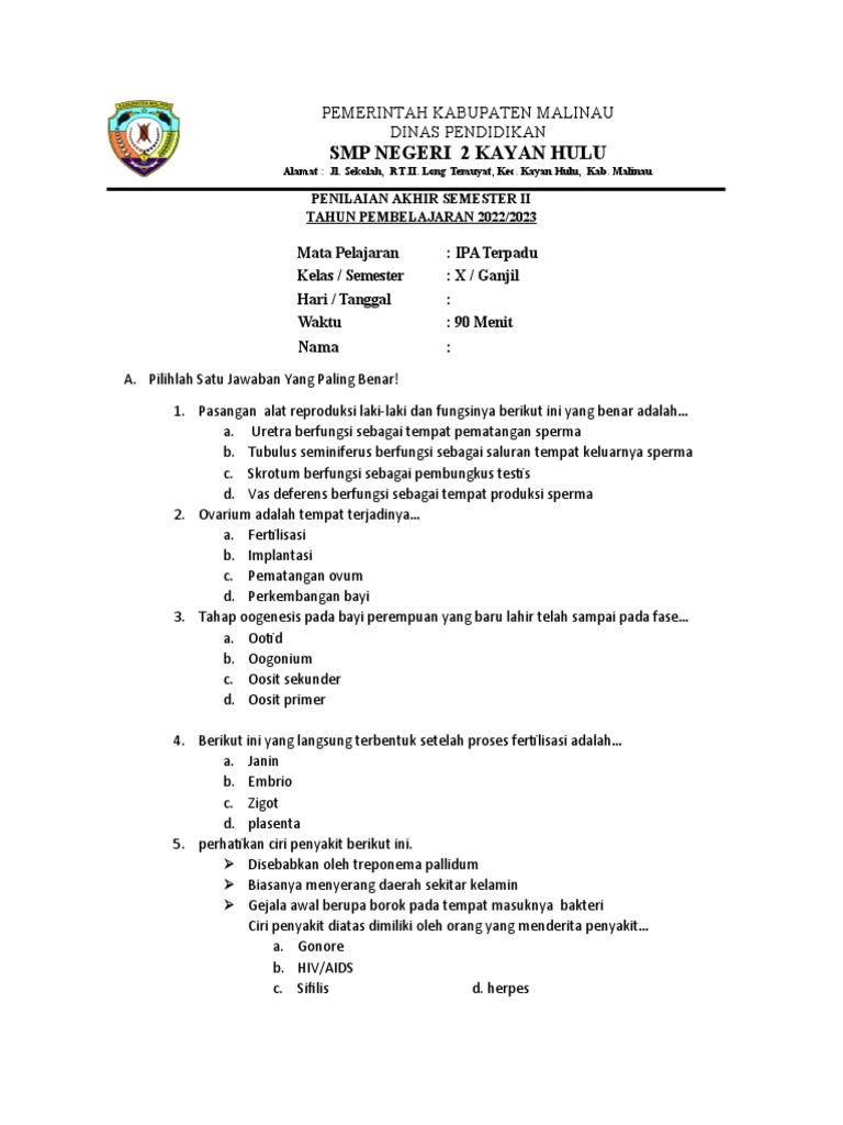 Pas Ipa Kelas 9 Semester 1 | PDF | Sains & Matematika