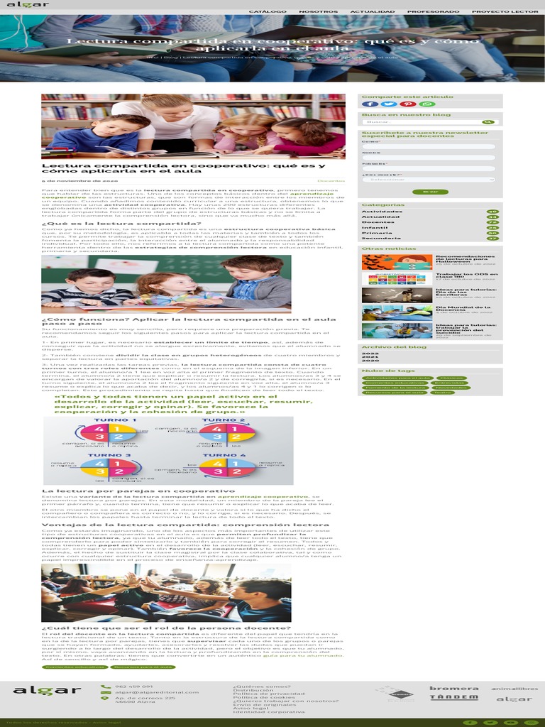 Lectura Compartida en Cooperativo - Qué Es y Cómo Aplicarla en El Aula ...