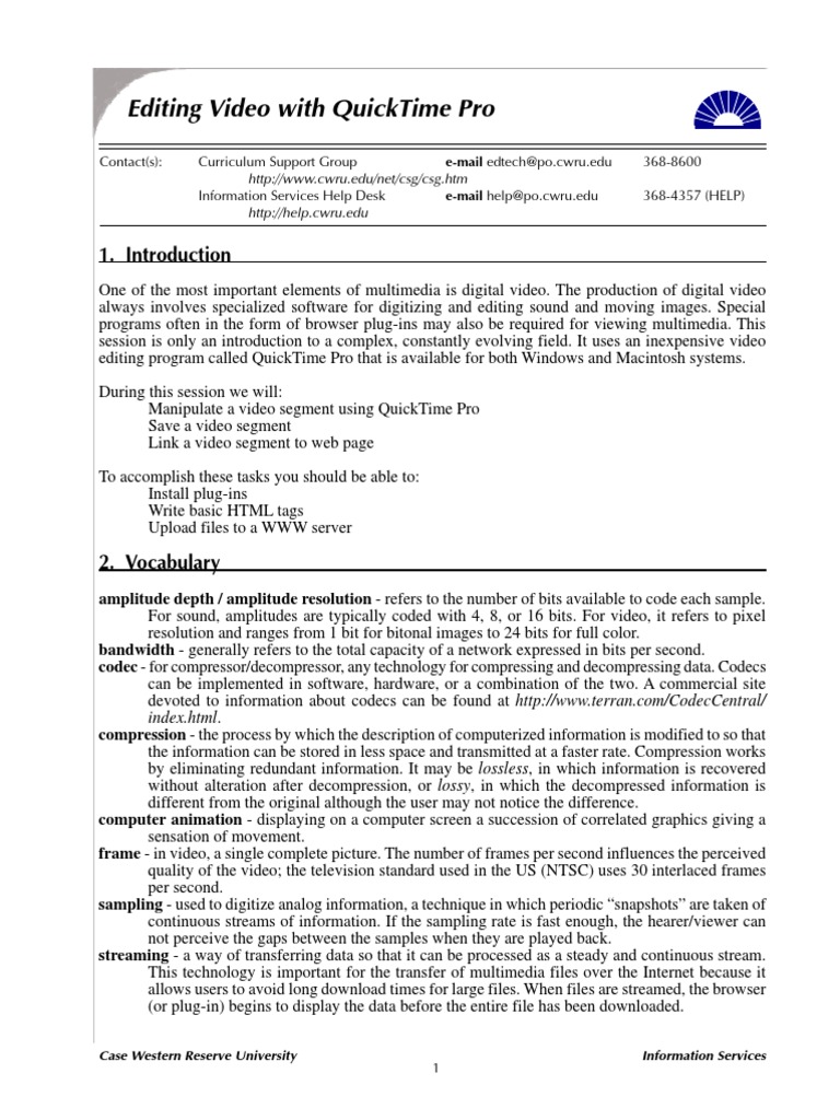 Quicktime Pro Edit | PDF | Video | Data Compression