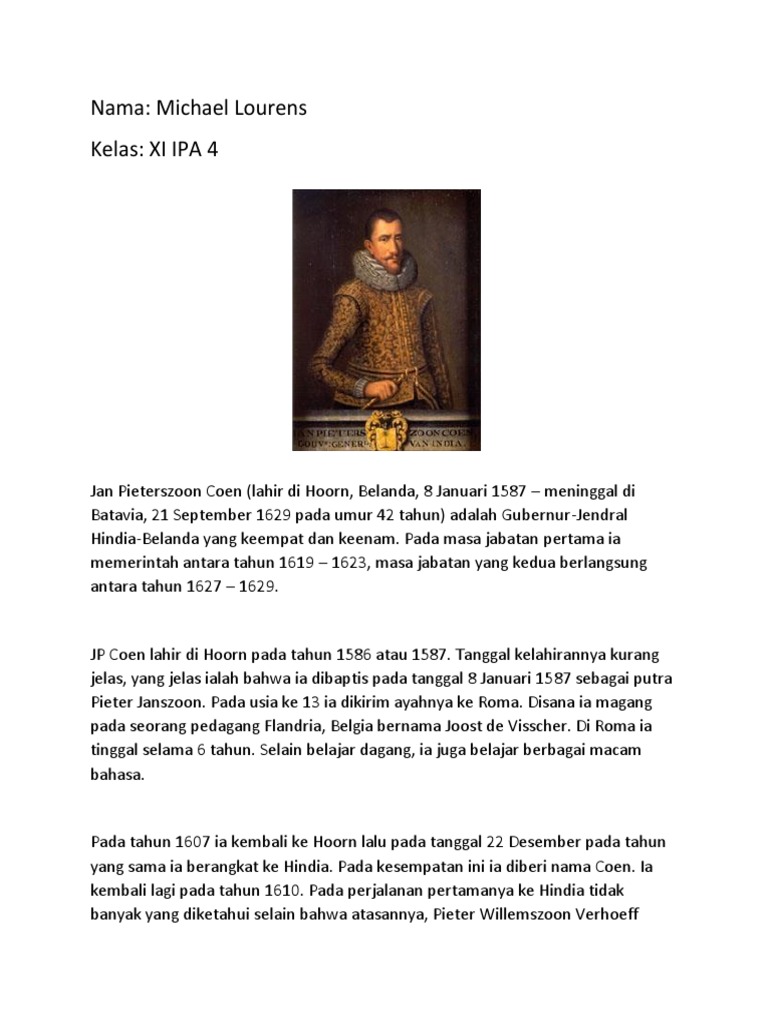 Jan Pieterszoon Coen: Gubernur-Jenderal VOC | PDF | Perjalanan | Sejarah