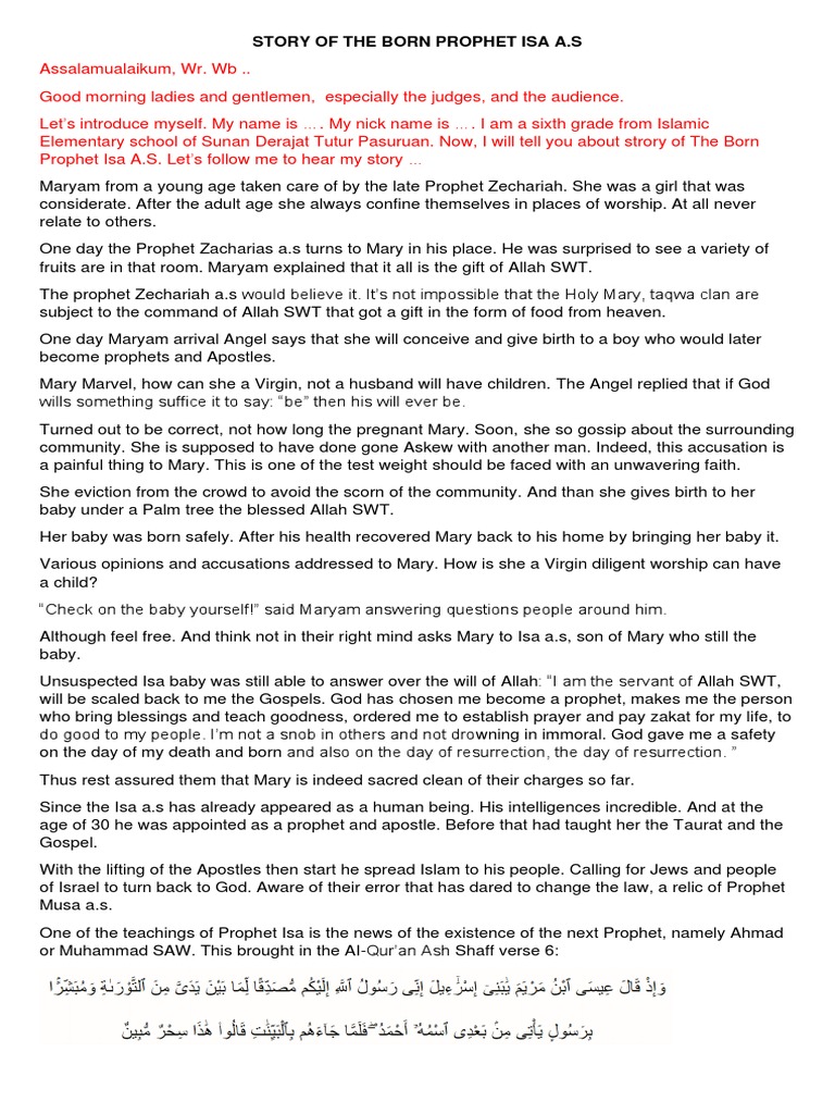 Story of Prophet Isa A S | PDF | Jesus In Islam | Abrahamic Religions