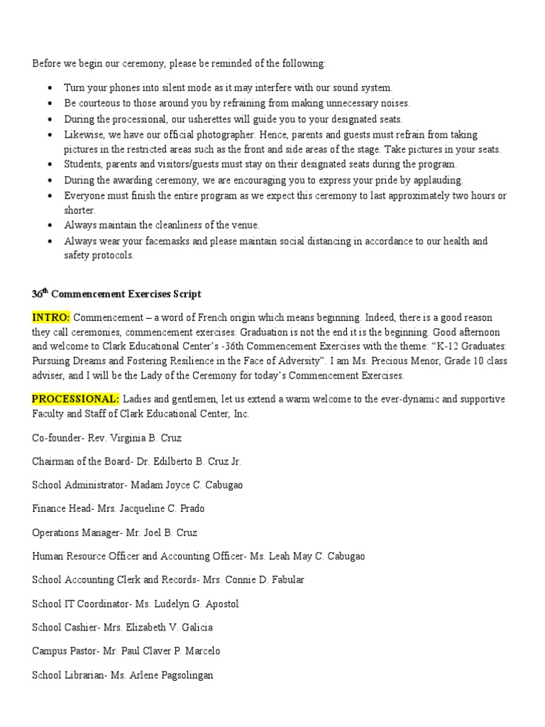 36th Commencement Ceremony Guide | PDF