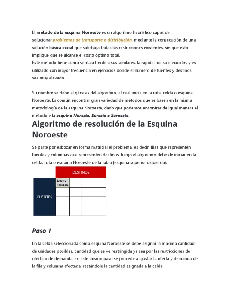 Metodo de Transporte Esquina Noreste | PDF | Programación lineal ...