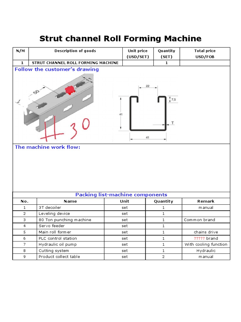 Roll Forming Machine Spécification | PDF | Machines | Steel