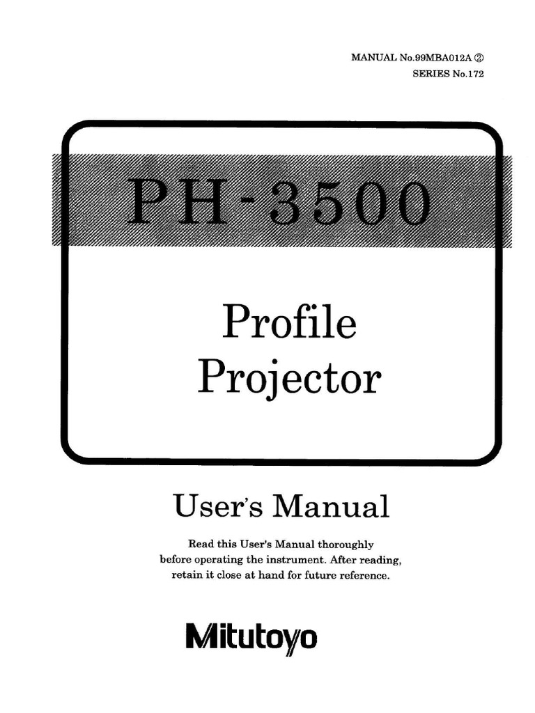 Manual Handling - Mitutoyo Projector PH-3500 | PDF