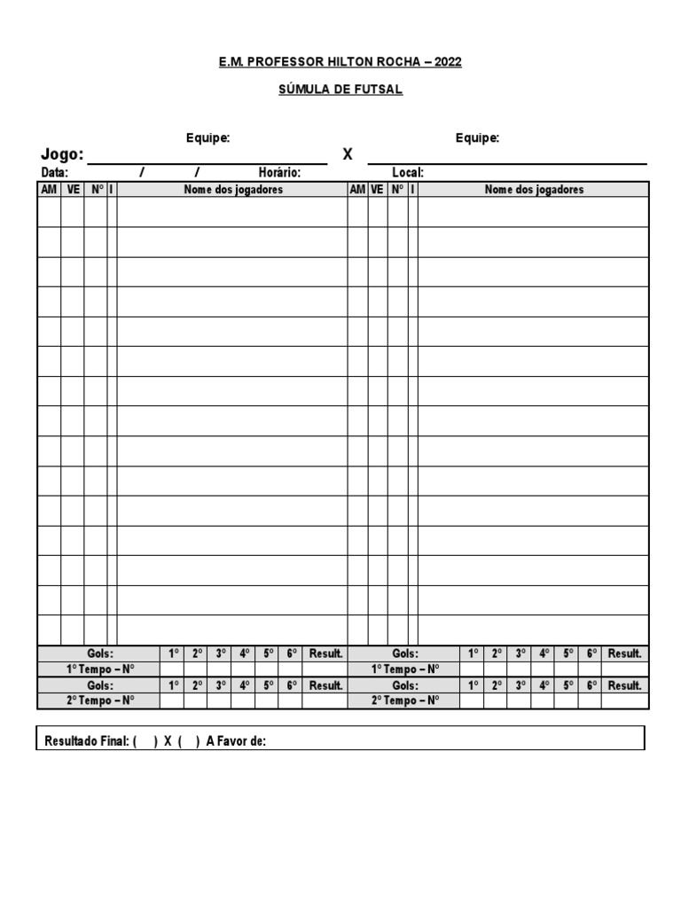 Sumula Futsal 2022 | PDF