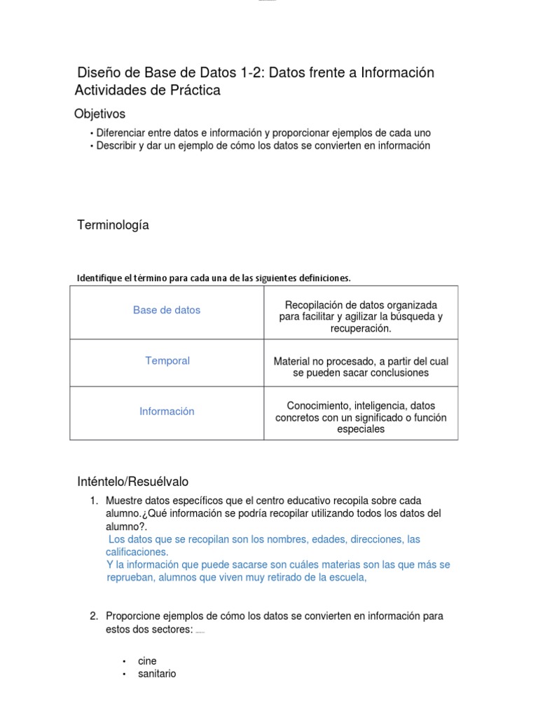 DD 1 2 Practice Esp Completo | PDF | Información