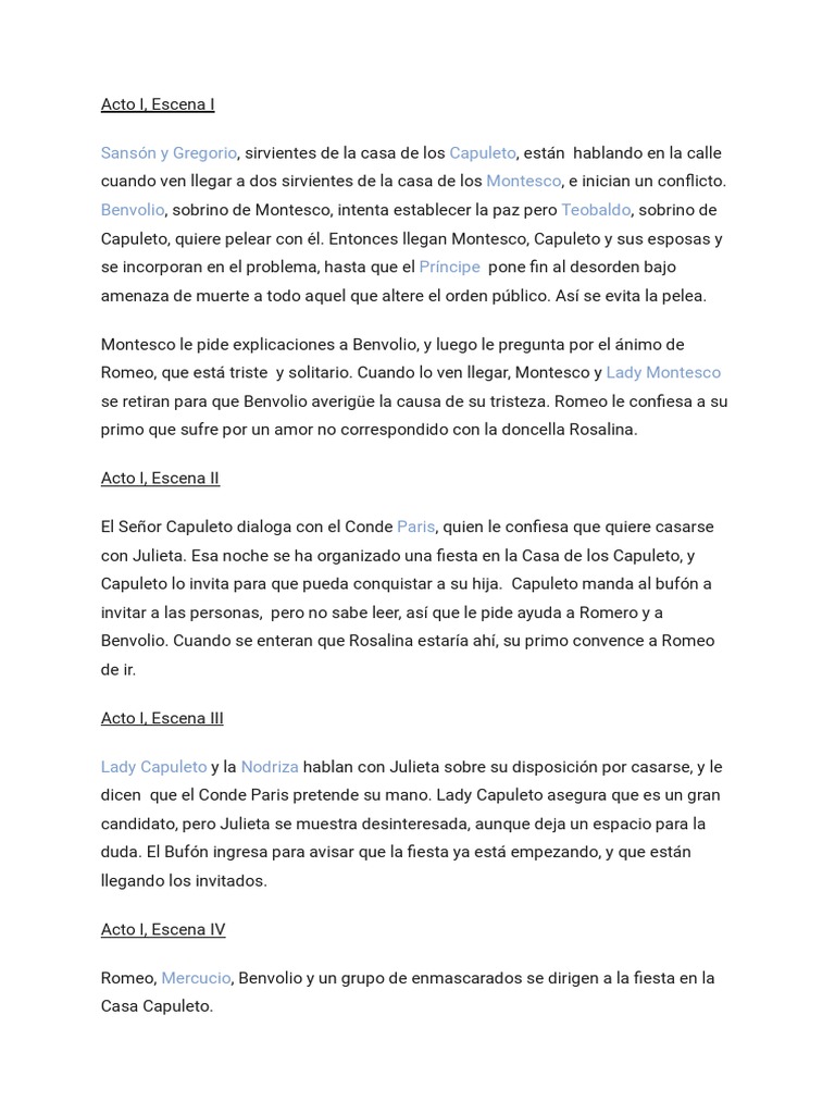 Resumen Romeo y Julieta | PDF | Romeo y Julieta