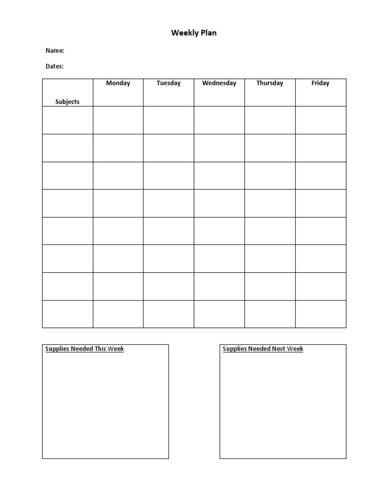 Weekly Study Plan Template | PDF