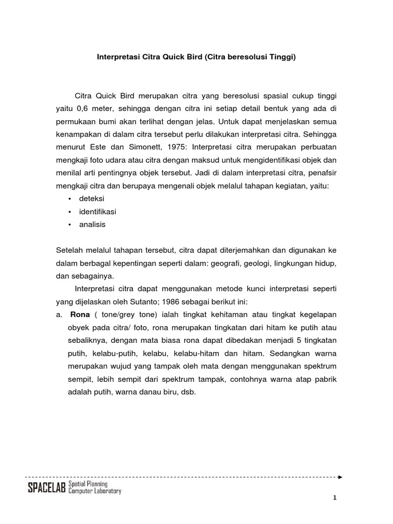 Interpretasi Citra Quick Bird | PDF