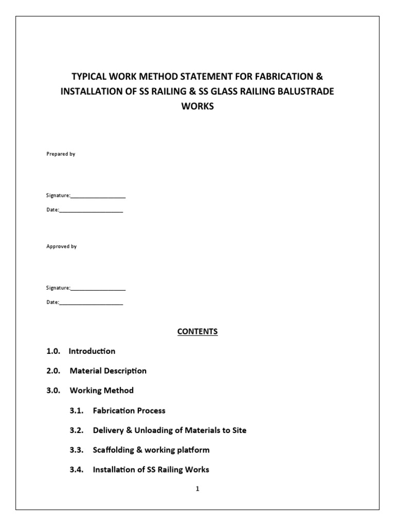 Typical MOS-SS Railing-SS Glass Railing & Ballustrade Works | PDF ...