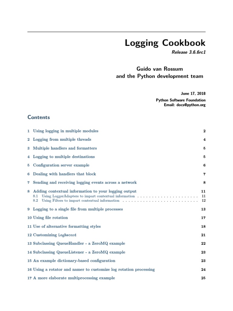 Howto Logging Cookbook Pdf Method Computer Programming Constructor Object Oriented 4217