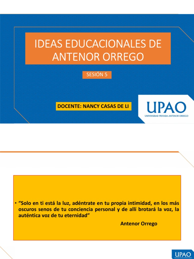 PPT.5. Ideas Educacionales de Antenor Orrego | PDF | Aprendizaje | Ciencia cognitiva