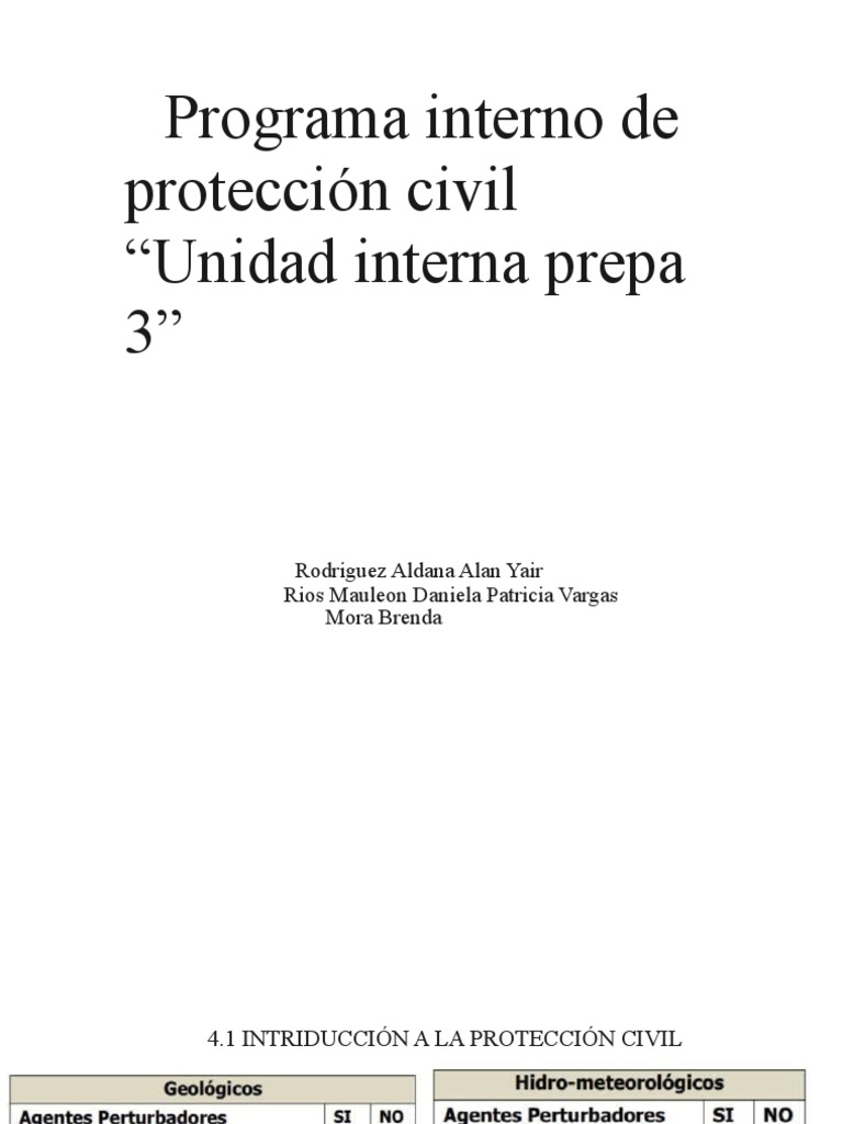Programa Interno de Protección Civil "Unidad Interna Prepa 3" | PDF