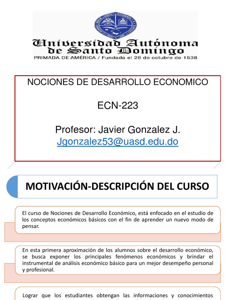 P-1 - Objetivos Del Curso de Noc de Desarrollo Econ - ECN 223-Virtual | PDF | Aprendizaje ...