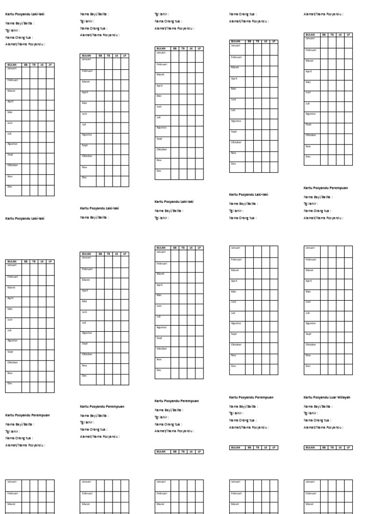 Data Kartu Posyandu Anak Lengkap | PDF