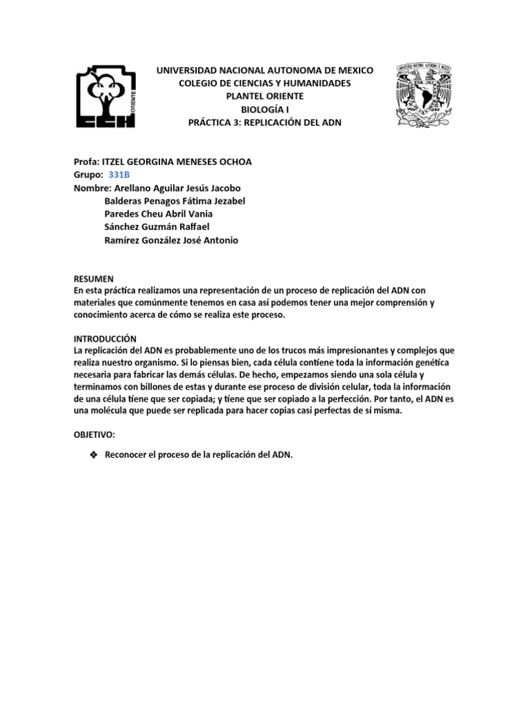 Práctica. Replicación ADN 2 | PDF | Replicación De Adn | Adn