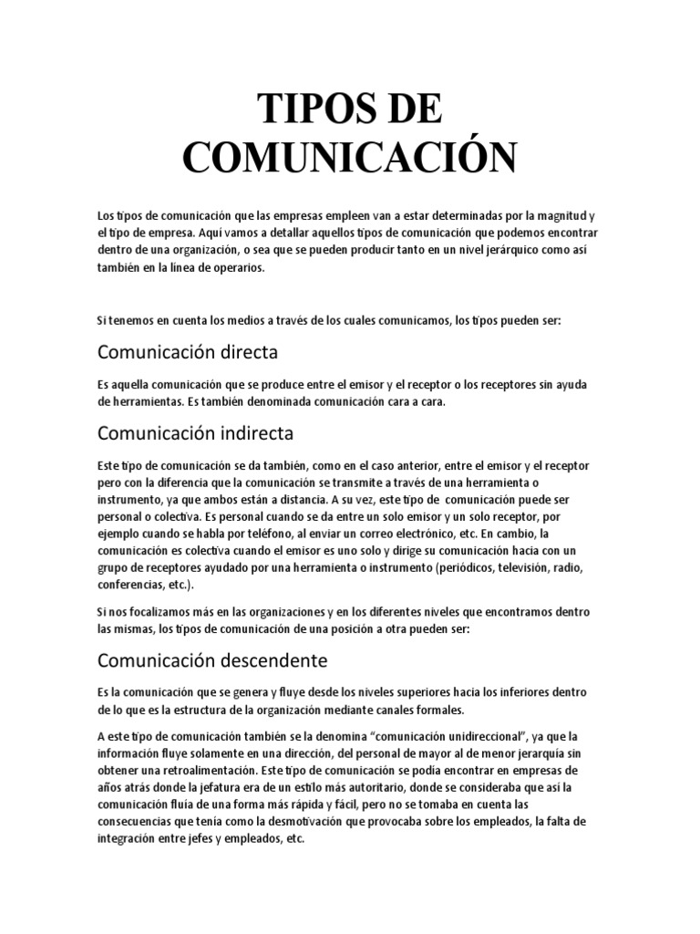 Tipos de Comunicación | PDF | Comunicación