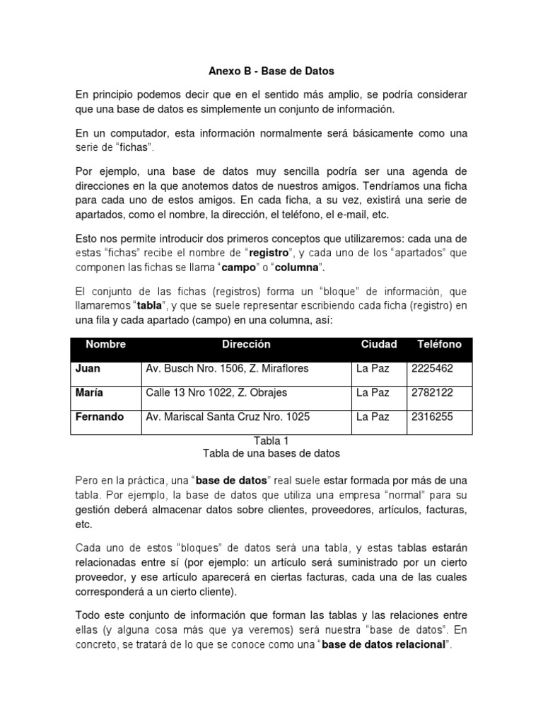 Anexo B - Base de Datos | PDF | Bases de datos | Informática