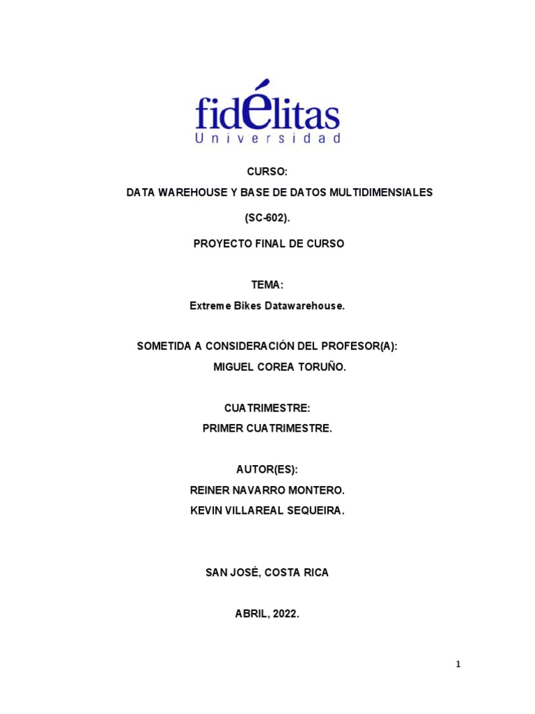 Proyecto DATA WAREHOUSE Y BASE DE DATOS MULTIDIMENSIALES | PDF ...