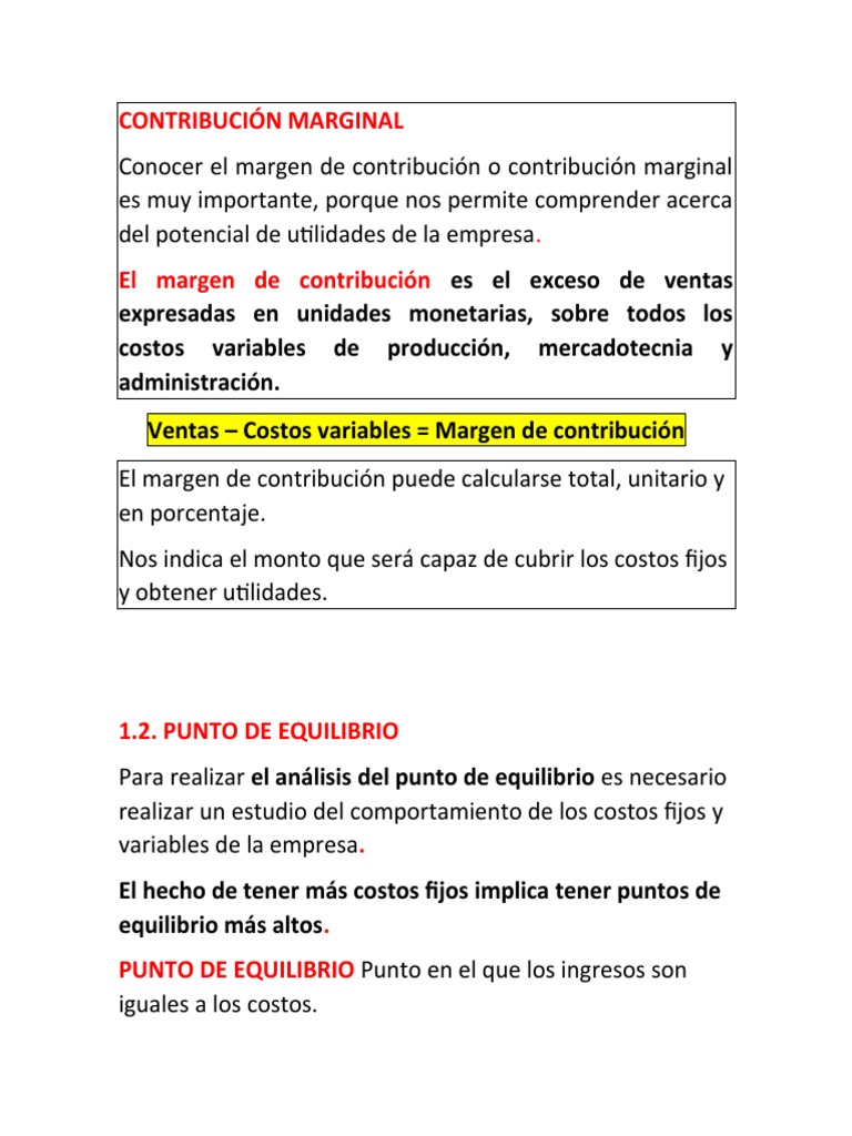 Contribución Marginal | PDF | Precios | Marketing