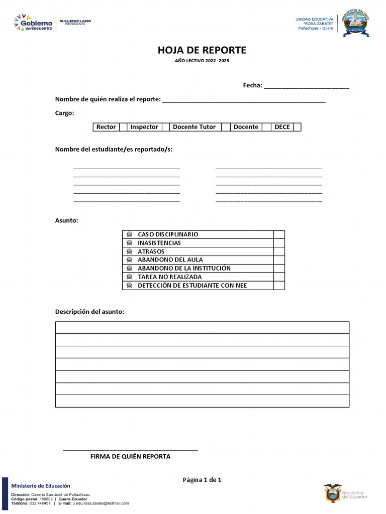 Hoja de Reporte 2022 - 2023 | PDF | Finanzas y dinero