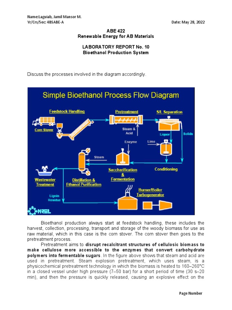 Lab Exe No. 10 - Design of Simple Bioethanol Production System ...