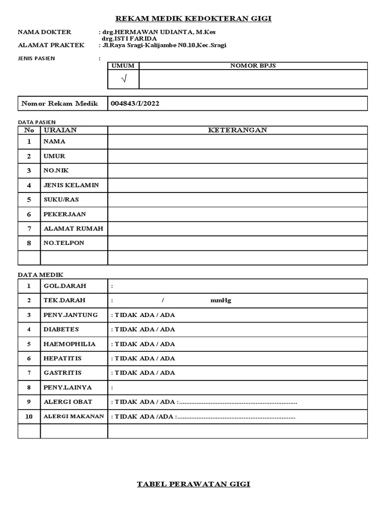 Rekam Medik Kedokteran Gigi | PDF