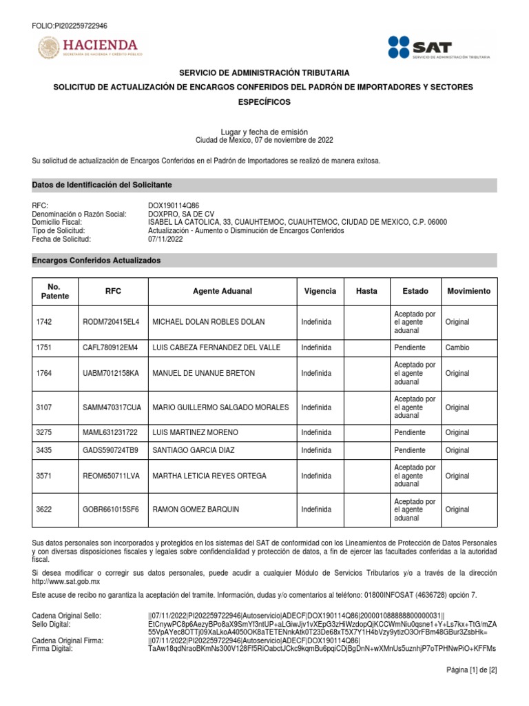 Actualizacion Encargo Conferido Doxpro 07112022 | PDF | Privacidad de ...