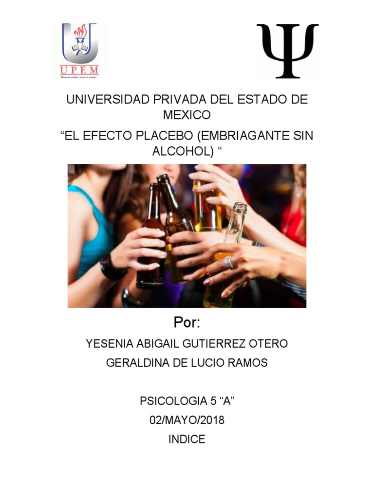 Efecto Placebo: Alcohol y Comportamiento | PDF | Experimentar | Placebo