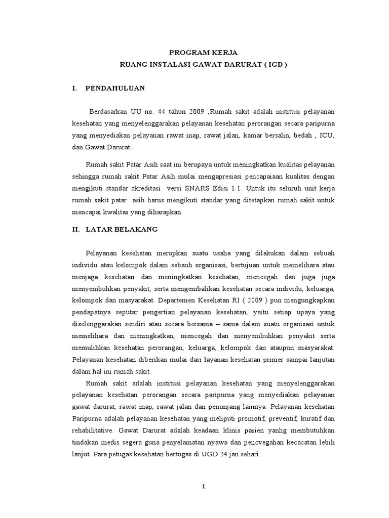 Program Kerja Igd 2022 | PDF