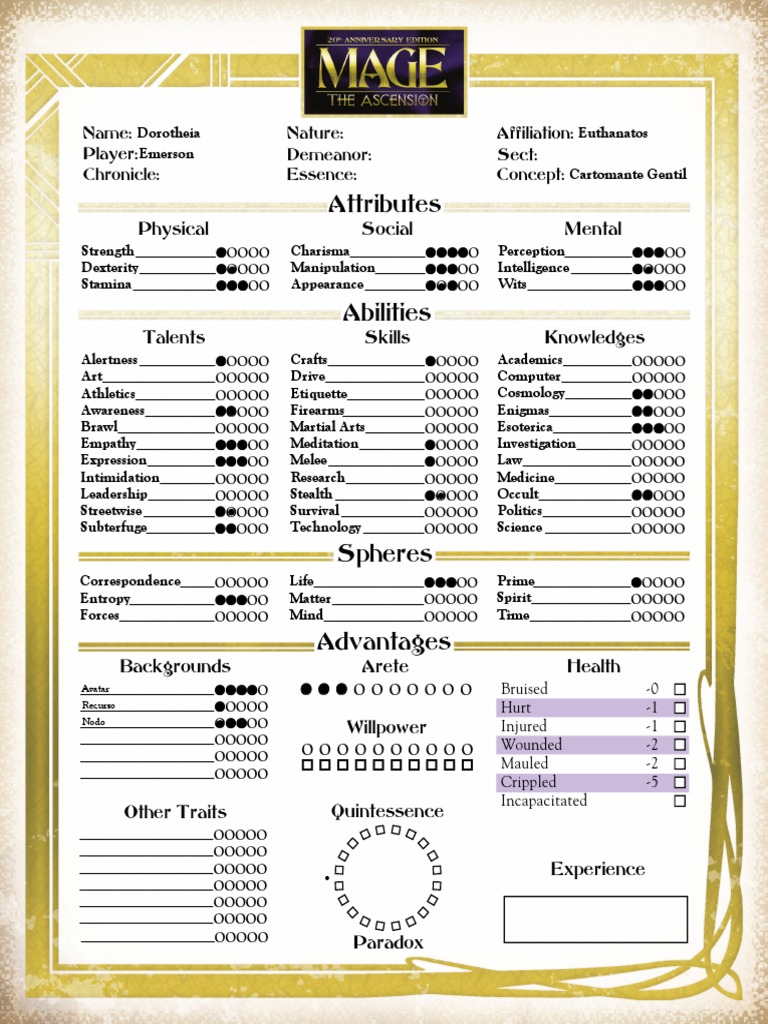 Ficha (Mago 20) | PDF | Role Playing Games