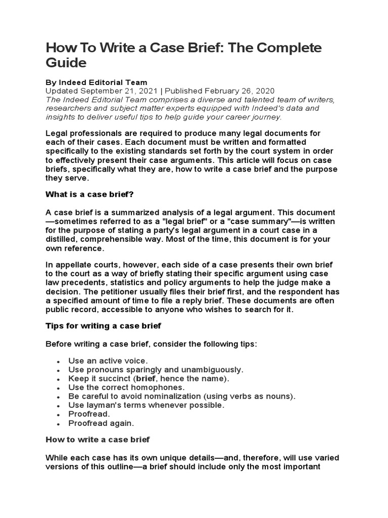 How To Write A Case Brief | Download Free PDF | Brief (Law) | Lawsuit