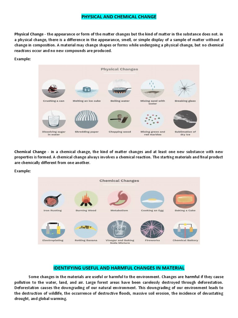Grade 4 Guide to Physical and Chemical Changes | PDF | Mixture ...