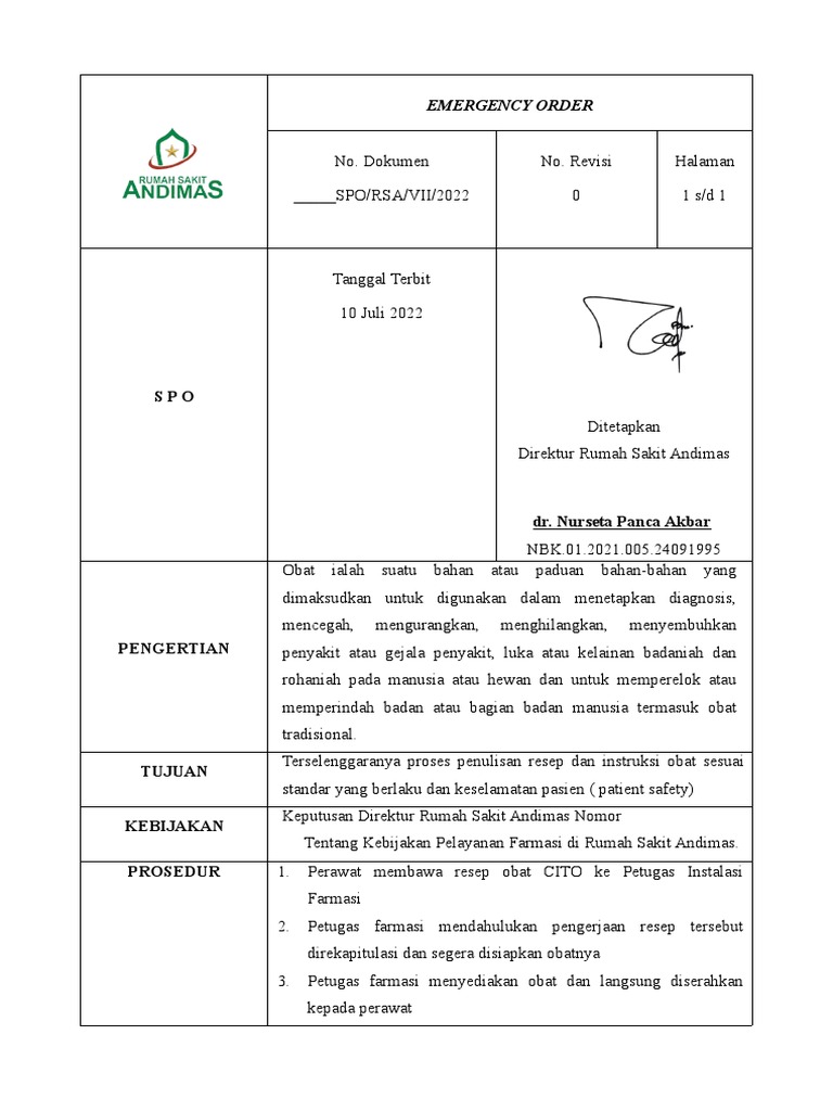 Spo Emergency Order | PDF
