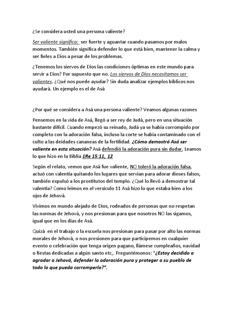Ejemplo de valentía: Asá y la adoración | PDF | Adoración | Dios