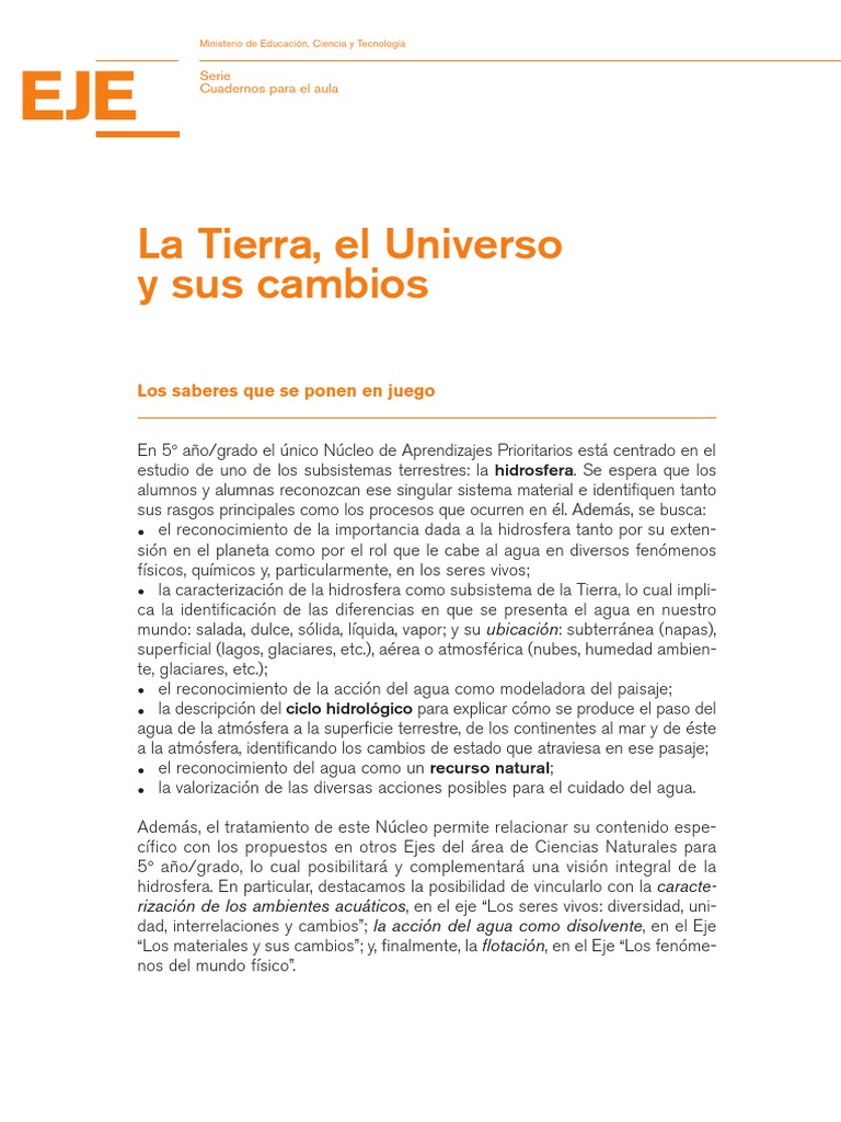 NAP Cs Nat. 5 EP Hidrosfera | PDF | Agua | Tierra