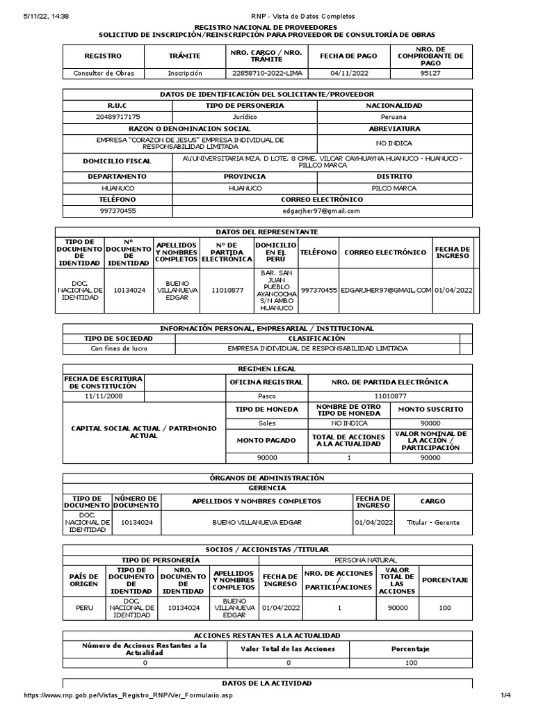 RNP - Vista de Datos Completos CONSULTOR CECI | PDF | Compartir ...