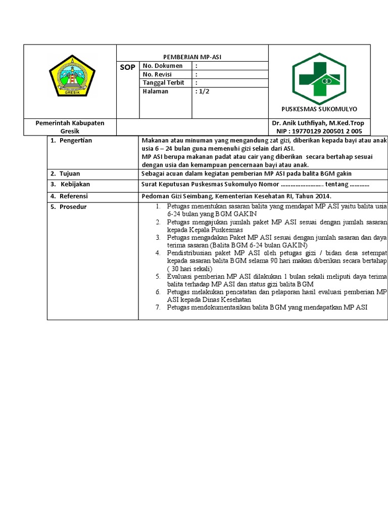 SPO Pemberian MP-ASI | PDF