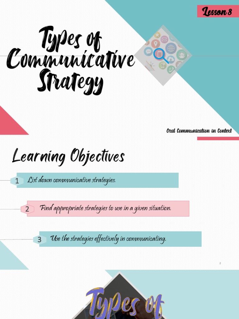 Lesson 8 Types of Communicative Strategies | PDF | Conversation ...