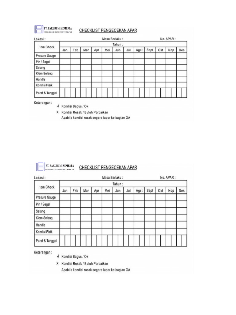Checklist Apar | PDF
