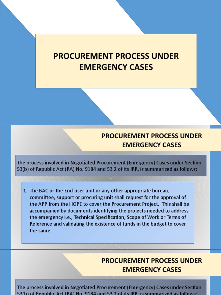 Negotiated Procurement Process Under Emergency Cases | PDF ...