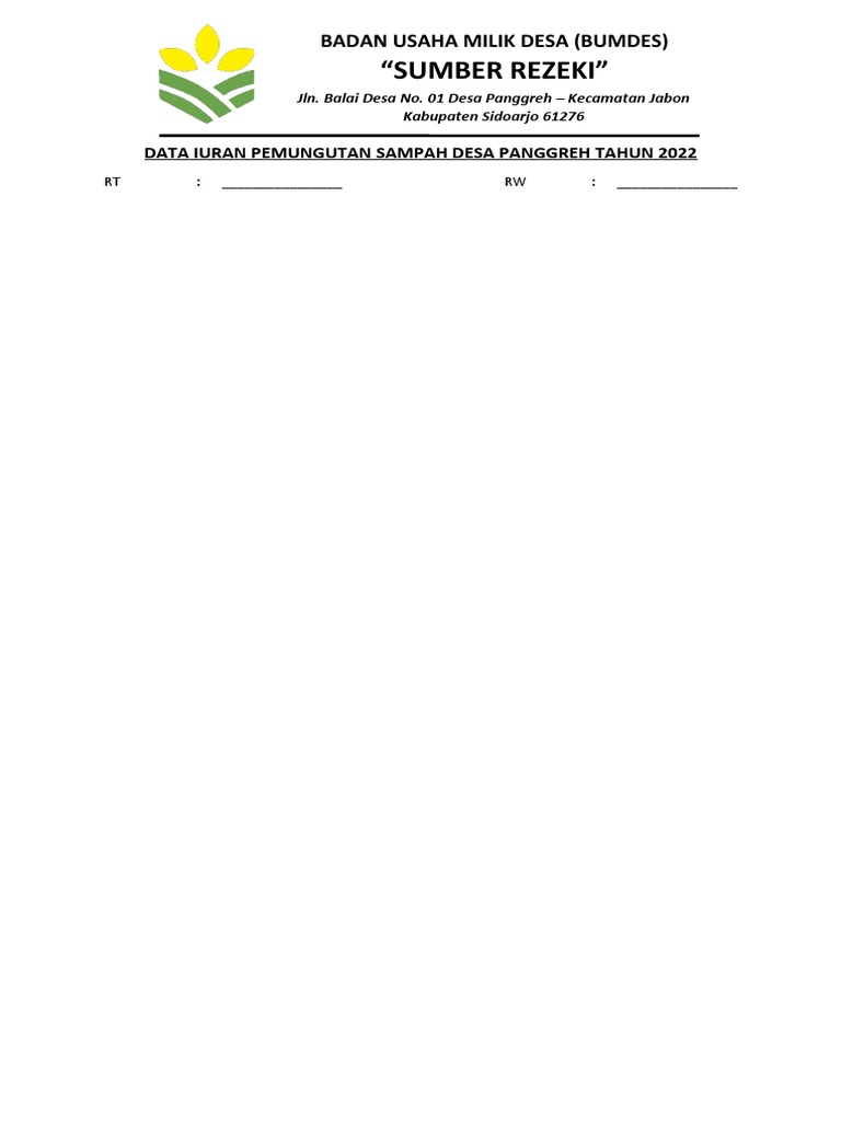 Data Iuran Setahun | PDF