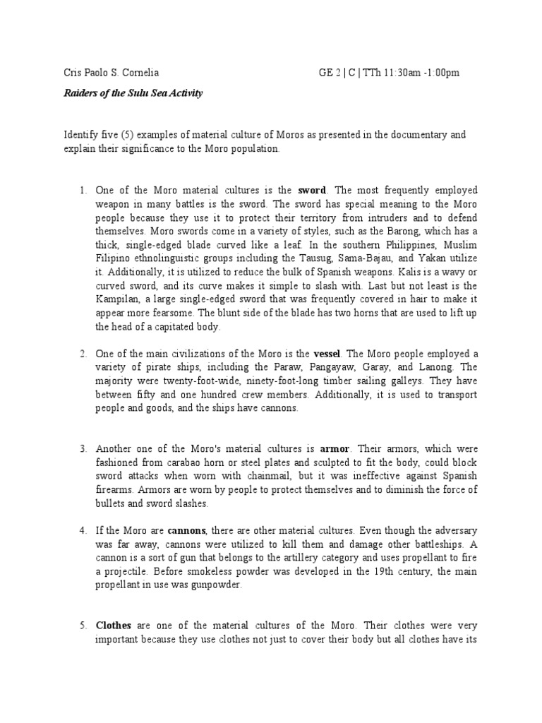 Raiders of The Sulu Sea Activity | PDF | Sword