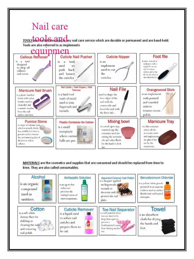 TOOLS Are The Articles Used in Any Nail Care Service Which Are Durable ...