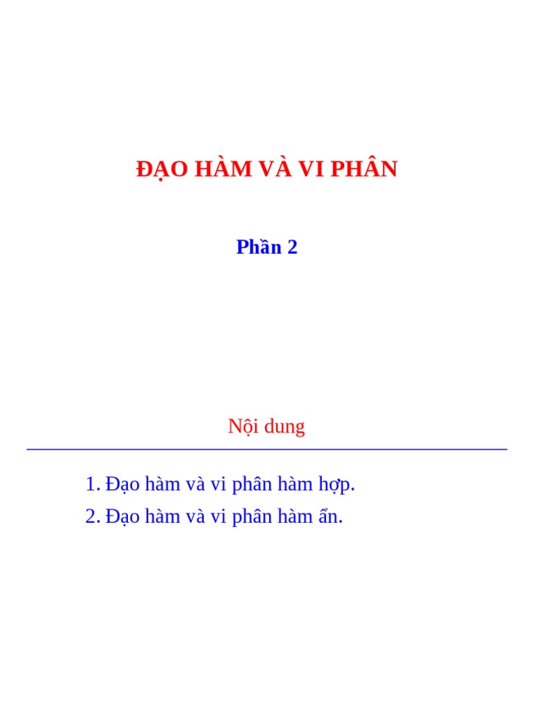 Ch01 - 02 - Đ O HÀM VÀ VI PHÂN - P2 | PDF