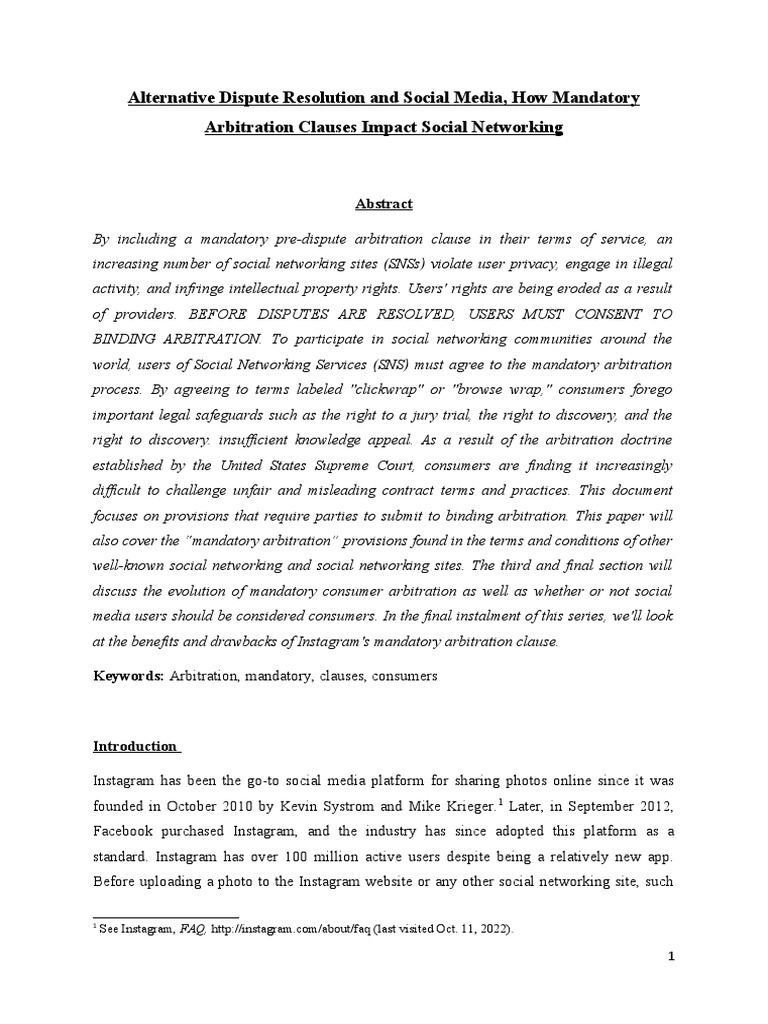 Alternative Dispute Resolution and Social Media How Mandatory ...